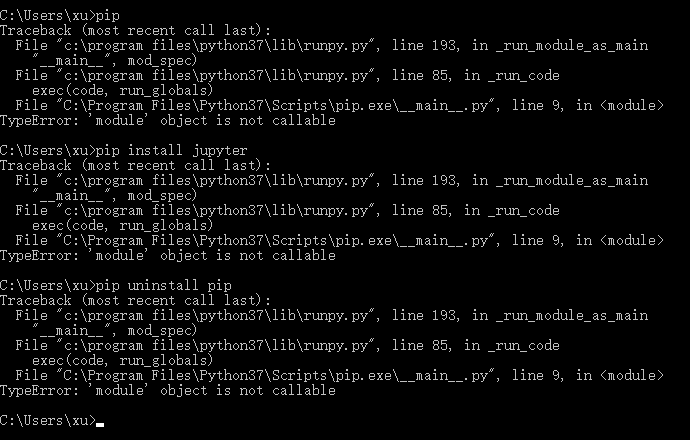用cmd更新pip之后,就一直报错module Object Is Not Callable,这怎么办? 百度知道