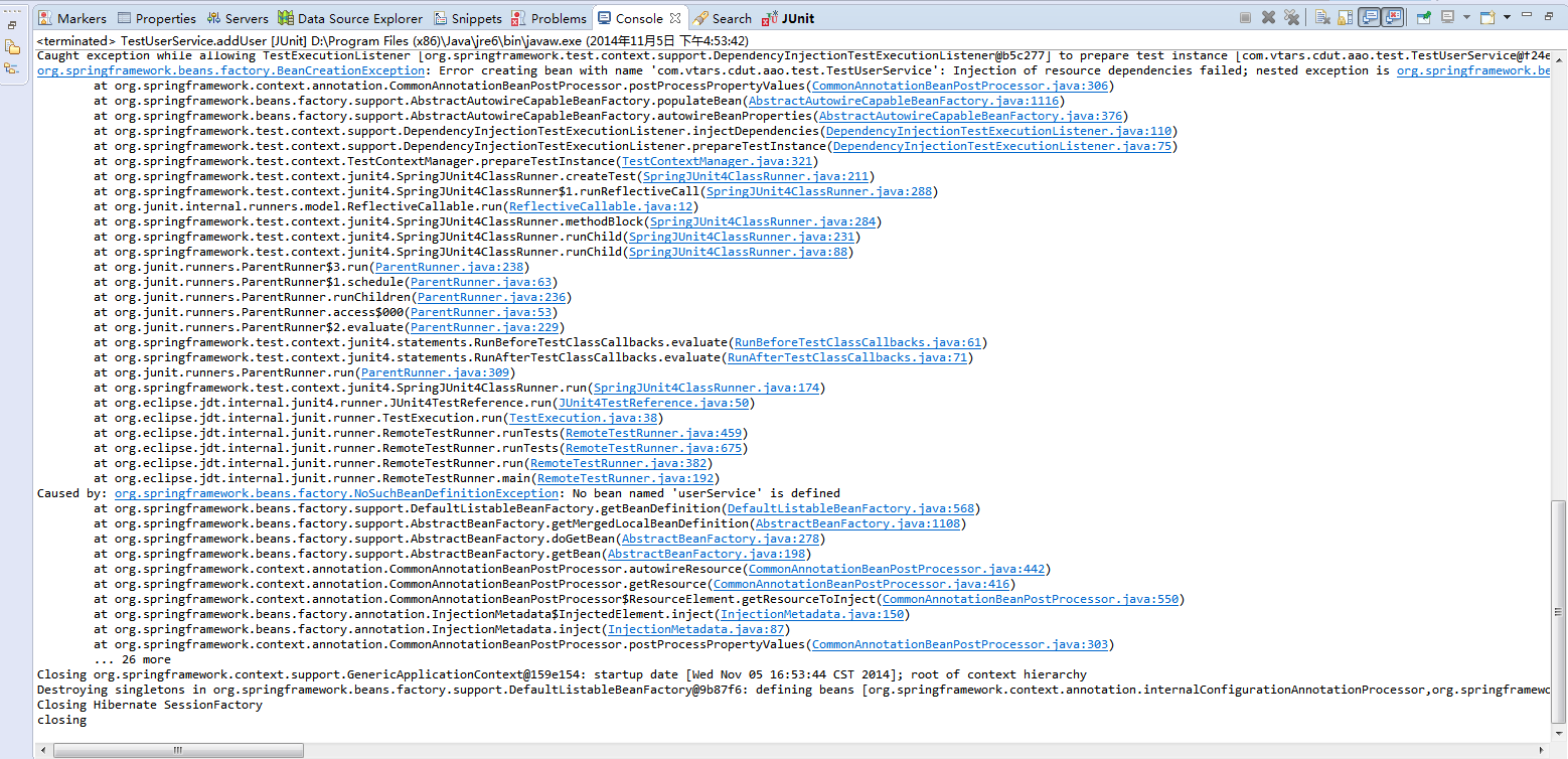 Error Creating Bean With Name T Testuserservice Injection Of
